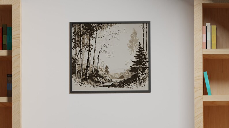 Forest Scene Sketch - Etsy