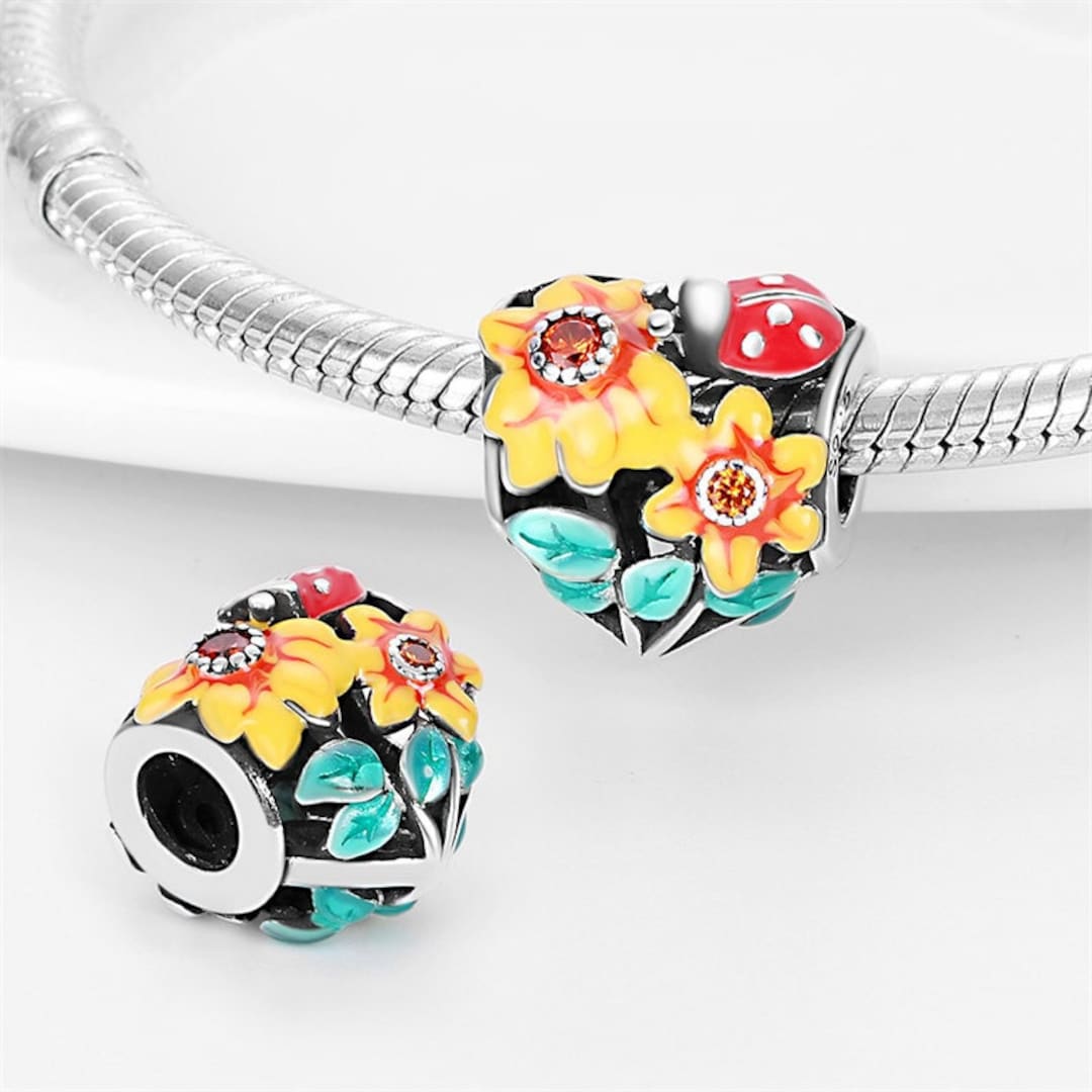 Spring Sunflower Ladybird Love Heart Charm Bracelet Compatible Pandora ...