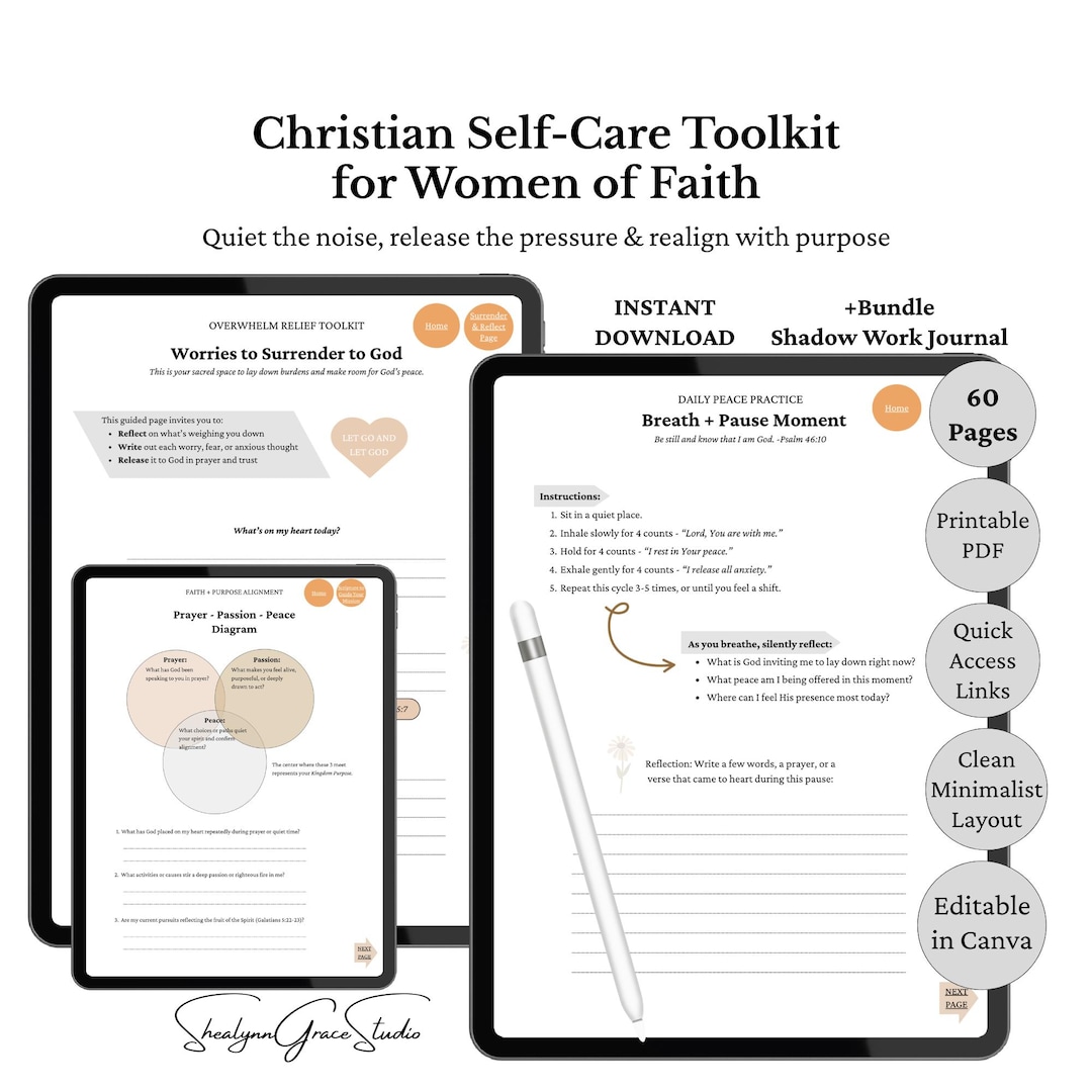 Christian Journal for Peace & Purpose, Faith-based Self-care Toolkit, Printable PDF - Etsy
