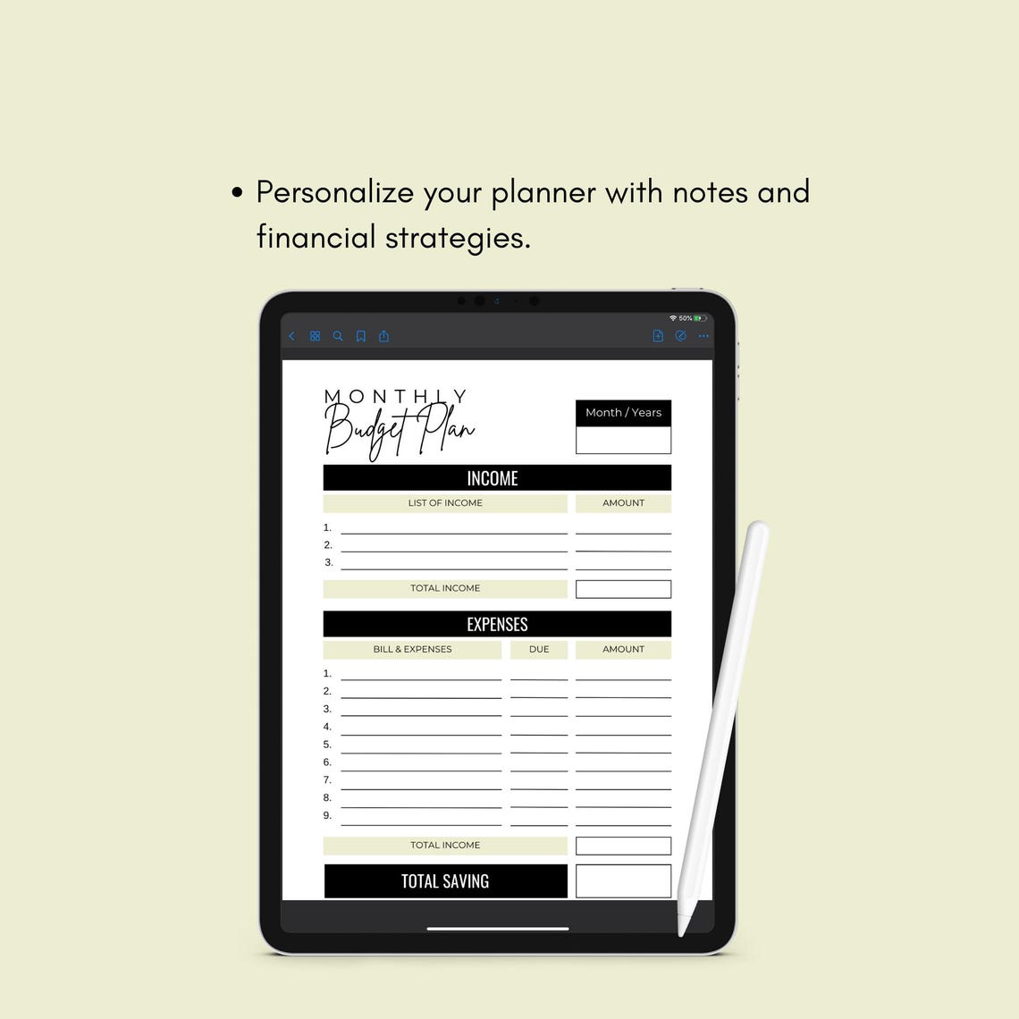 Digital Financial Budget Planner, Budget Journal With Savings Tracker ...
