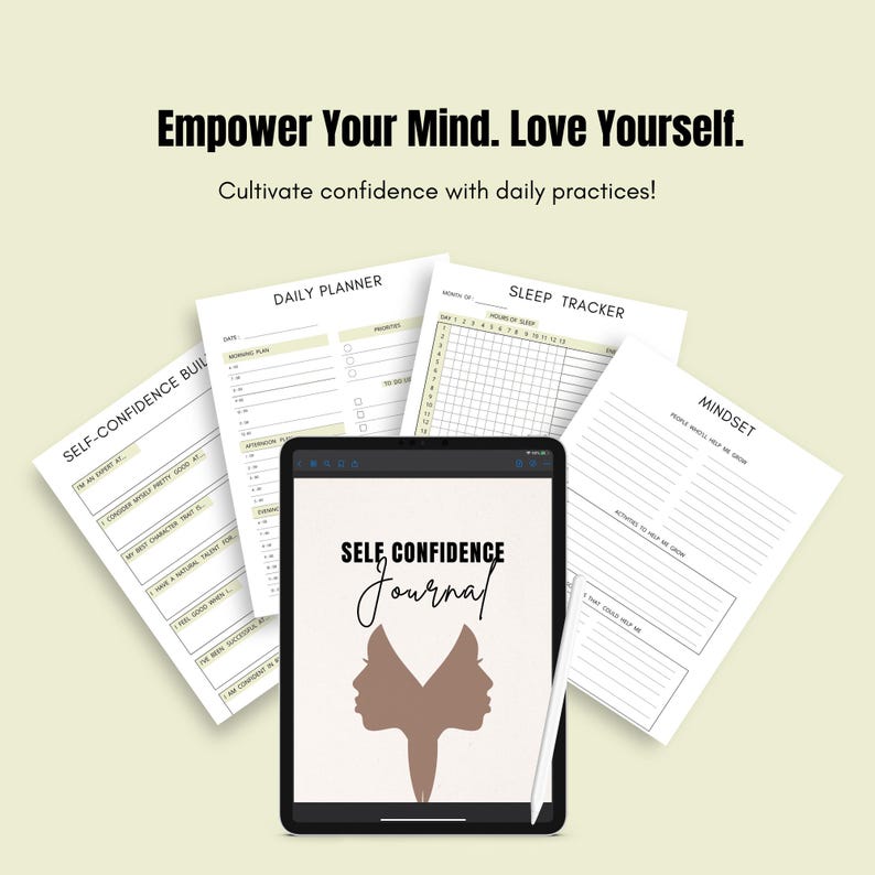 Self Confidence Planner, Self Esteem and Mindset Builder, PLR, MRR ...