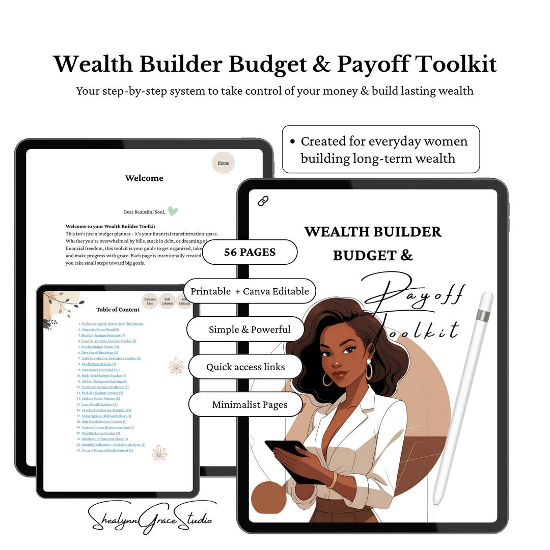Business Templates, Wealth Builder Budget Toolkit, Money Planner, Canva ...