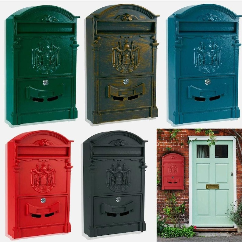 Large Vintage Outdoor Lockable Letter Box | Mail Box | Wall Mounted ...