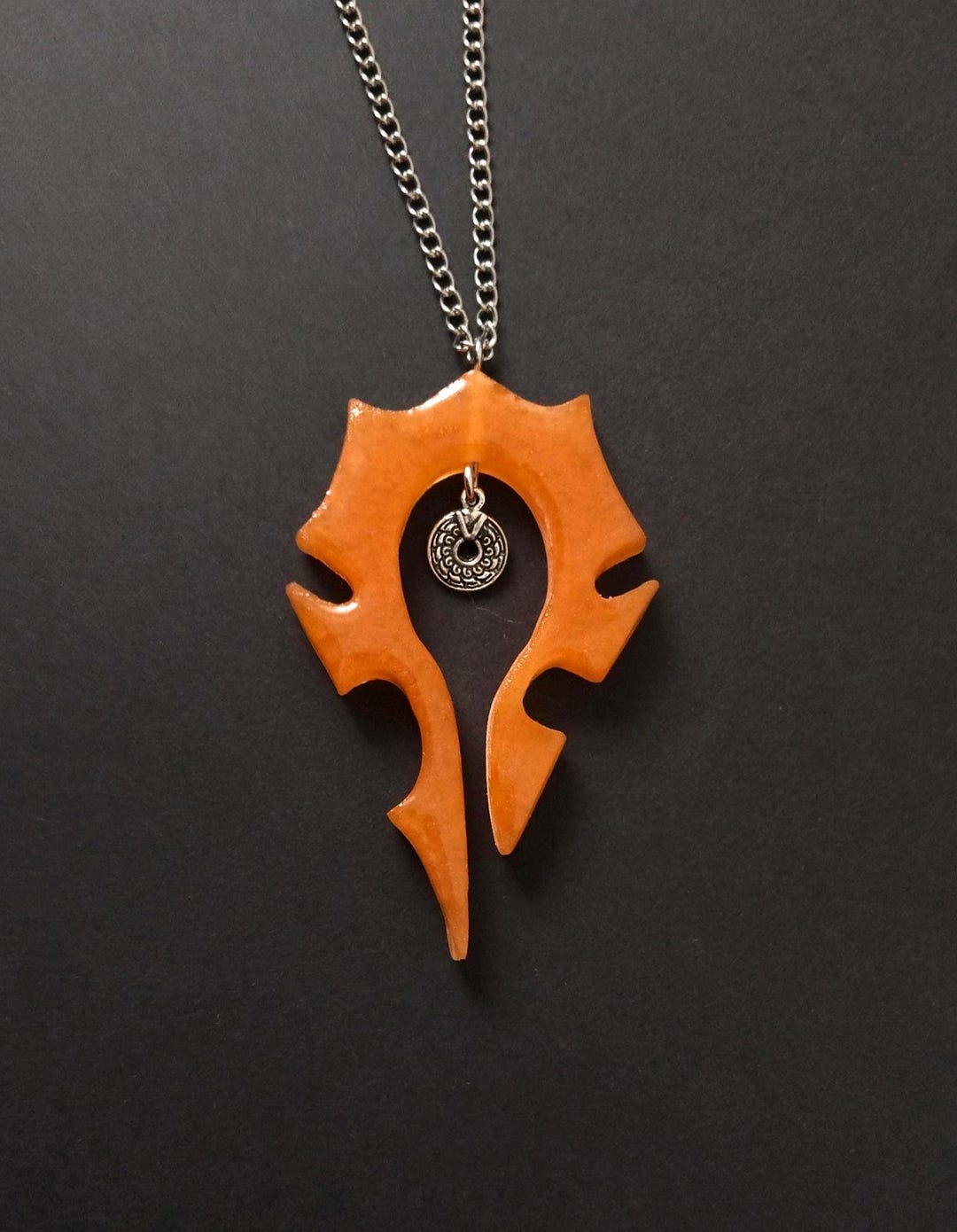 Orance Sparkling Horde Symbol Necklace,,gamer Jewelry ..boyfriend Gift ...