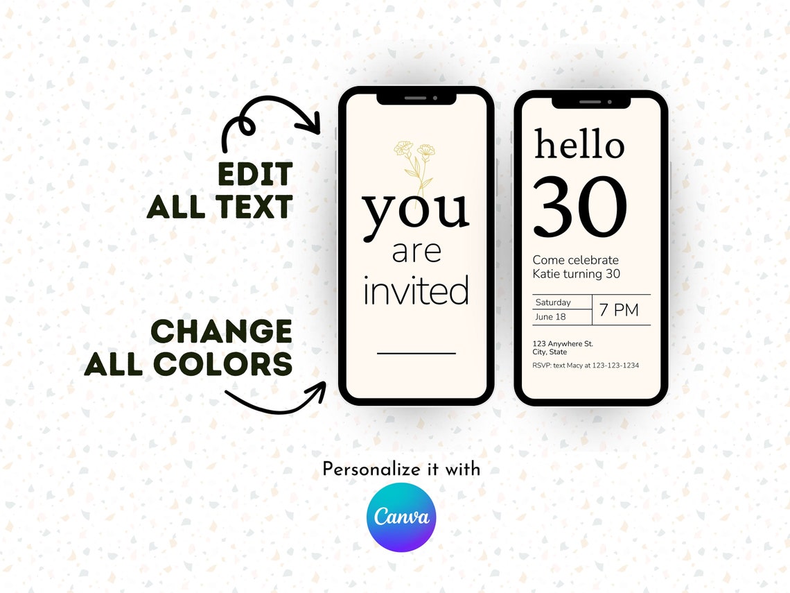 Minimal 30th Birthday Invite Animated Invite E-vite Invite 30th Digital ...