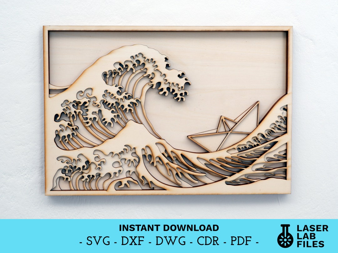 Digital File Bundle - Layered Wall Art - the Great Wave - Multilayer ...