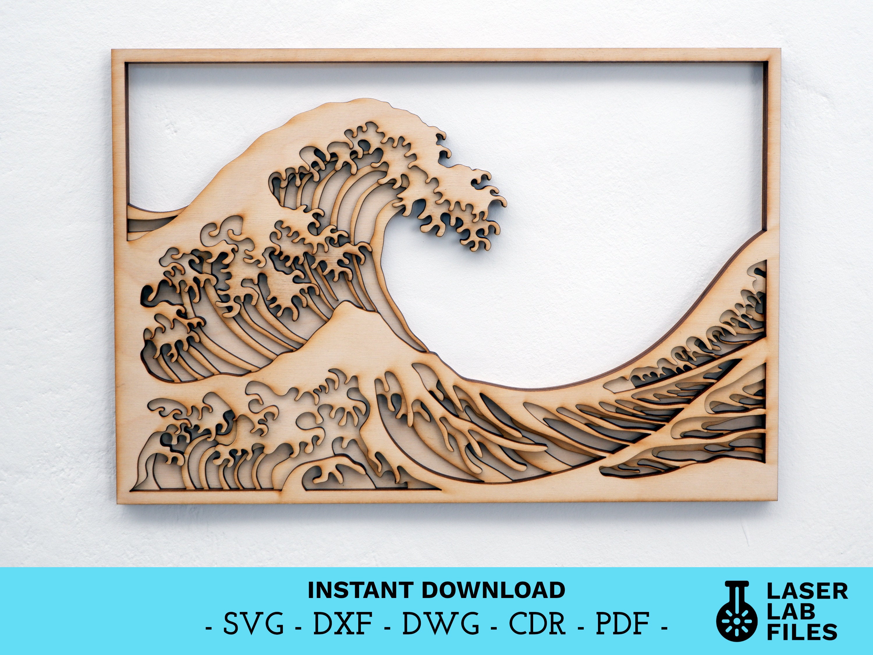 Digital File Bundle Layered Wall Art the Great Wave Multilayer Design ...
