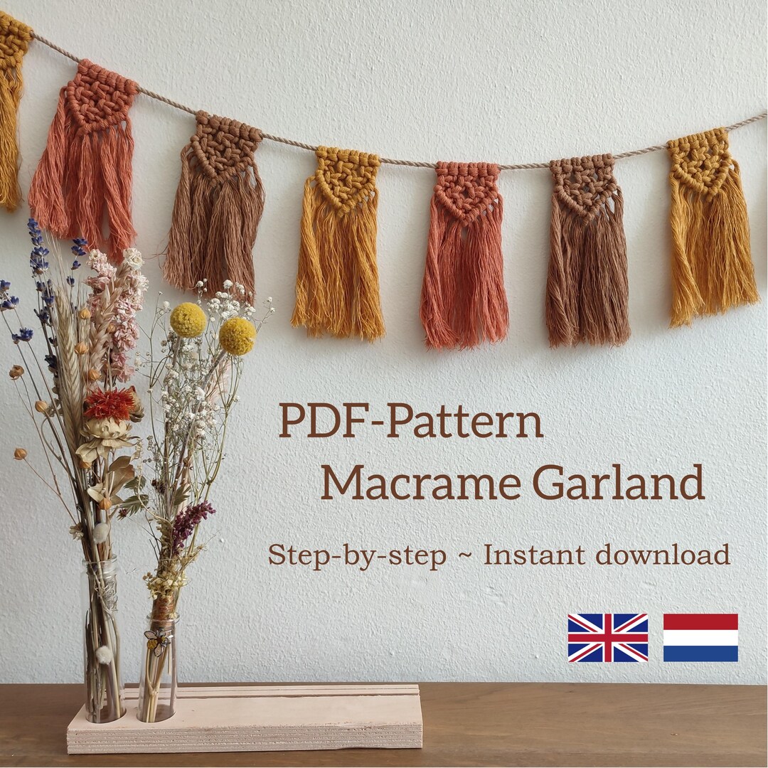 Pdf-pattern Macrame Garland Flagline Sunset ~ Step-by-step Explained ...