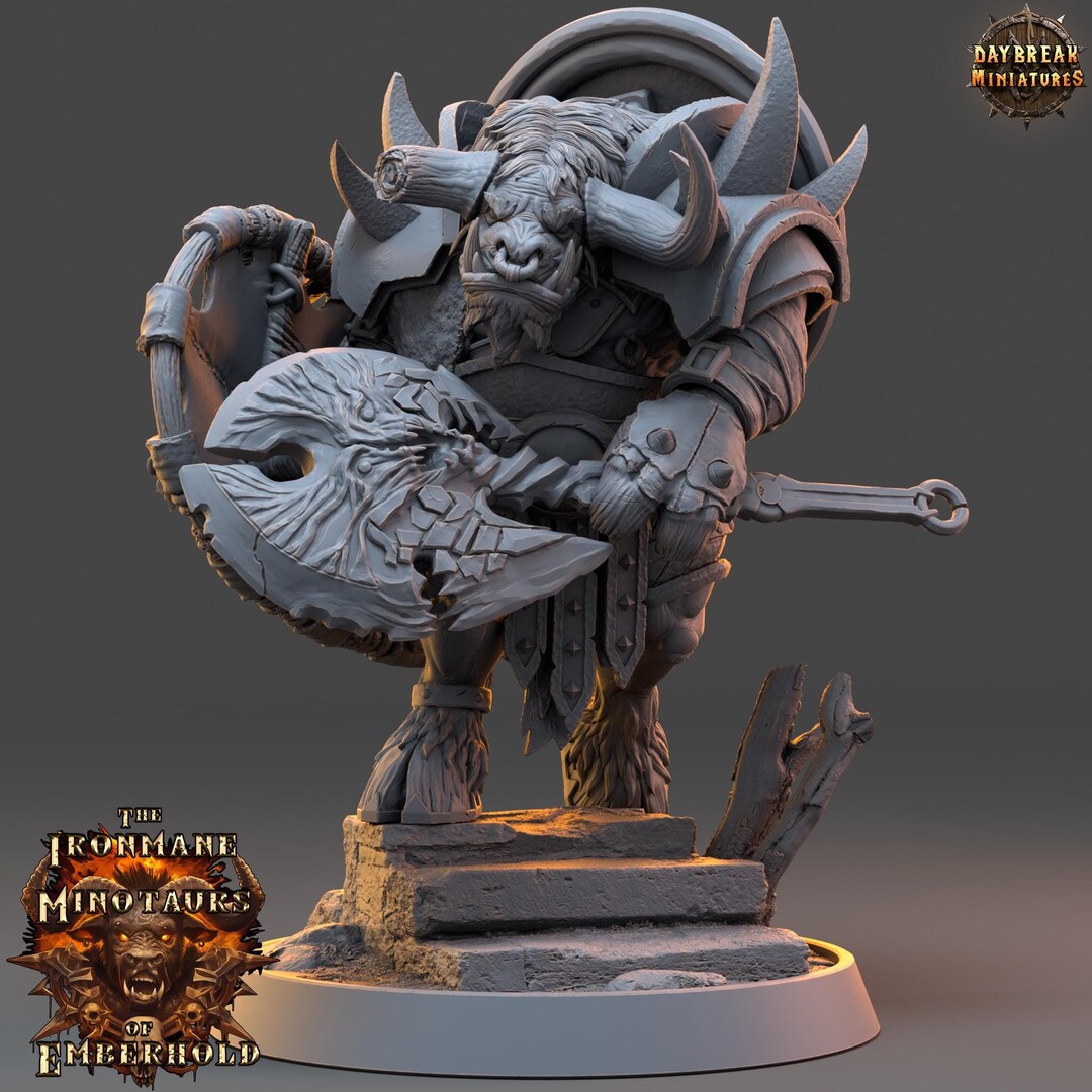 Fighter Warrior Minotaur Miniature Dnd RPG Minis Tabletop Gaming 3D ...
