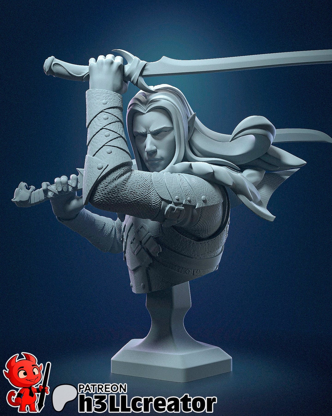 Dungeons & Dragons Drizzt Do'urden Bust 3D Printed Gift for Gamer ...