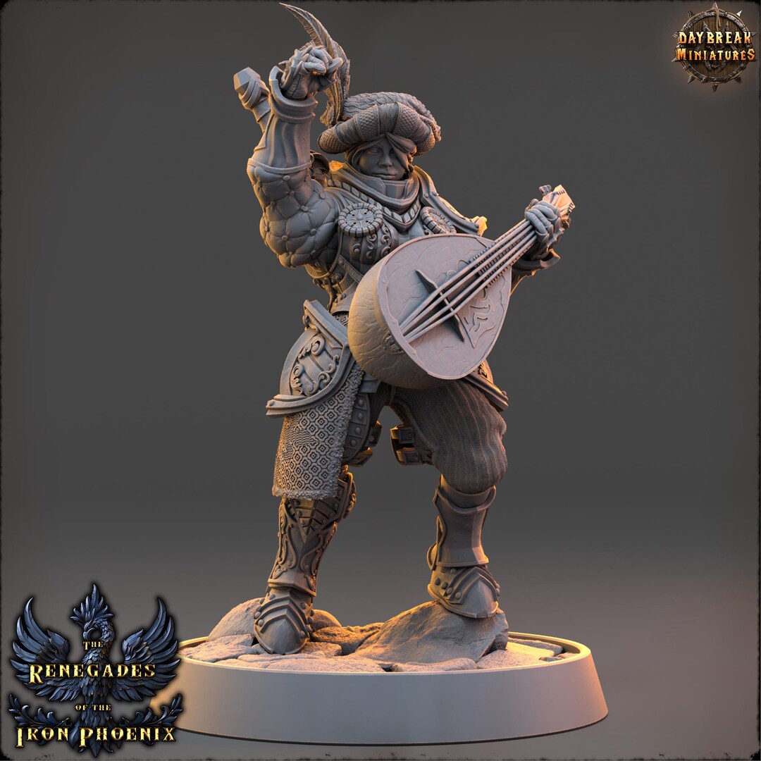Female Bard Miniature Dnd RPG Minis Tabletop Gaming 3D Printed Dungeons ...
