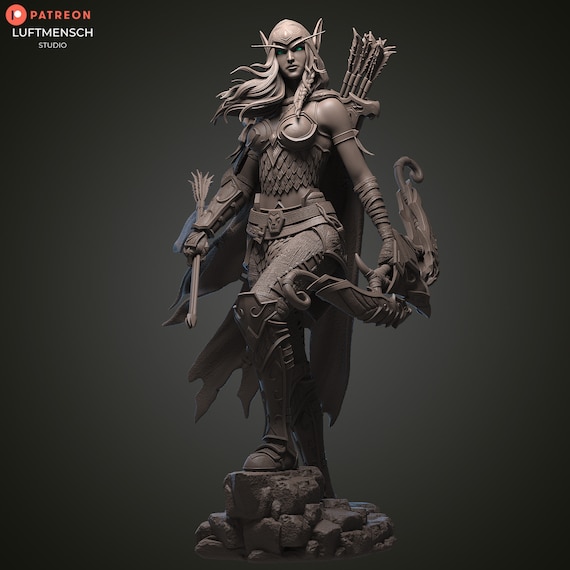 World of Warcraft Alleria Windrunner Statue 3D Printed Gift for Gamer Wow Figure Handmade Gift Hand Painted Etsy