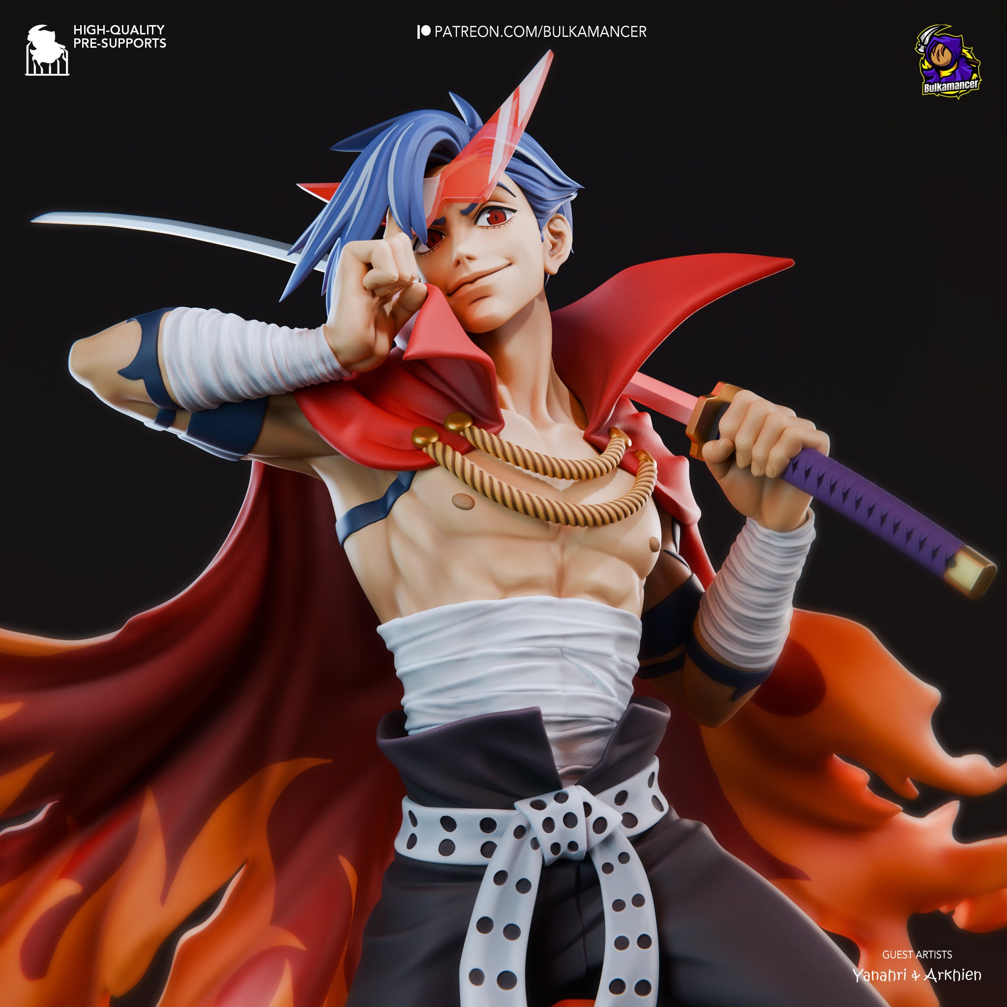 Gurren Lagann Kamina Statue 3D Printed Gift for Gamer Handmade Gift ...