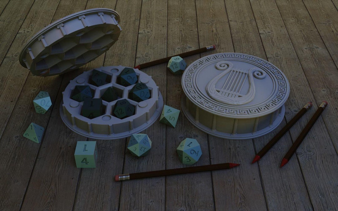 Greek Dice Box Dnd RPG Games Tabletop Dice Case Holder D20 Role Playing ...