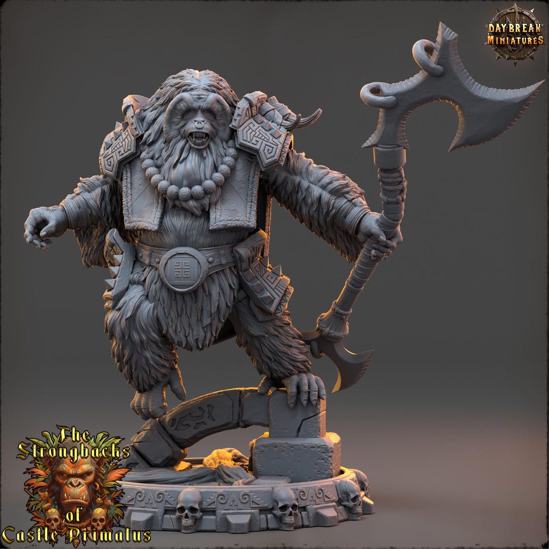 Ape Barbarian Miniature Dark Fantasy Dnd RPG Minis Tabletop Gaming 3D ...