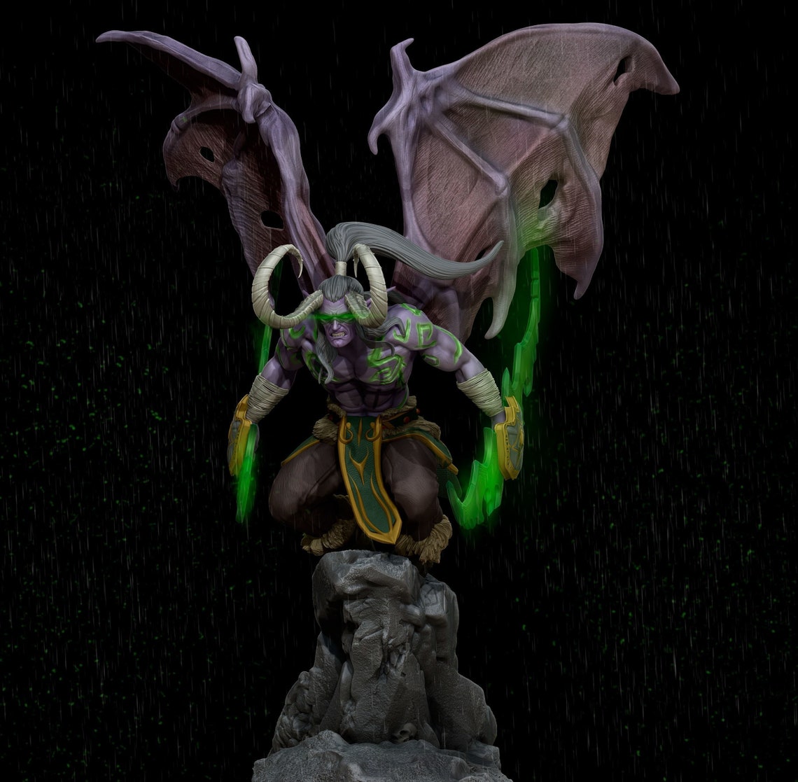 Illidan Stormrage Statue 3D Printed | Wow | Gift for Gamer | Handmade ...