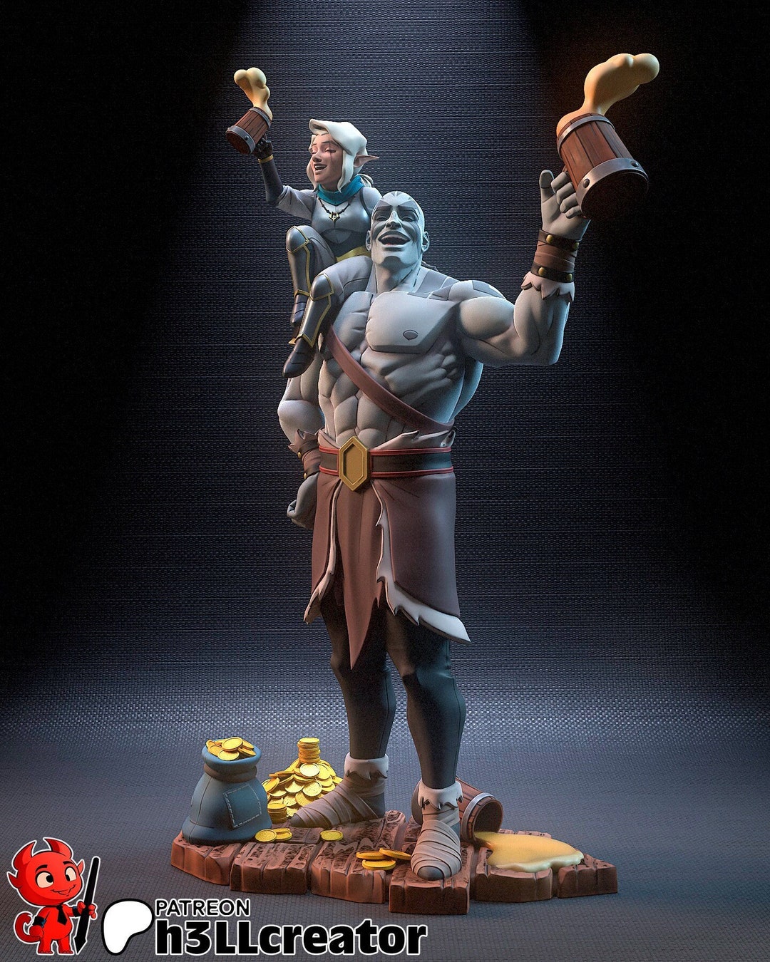 Grog and Pike Statue 3D Printed | Gift for Gamer | Handmade Gift ...