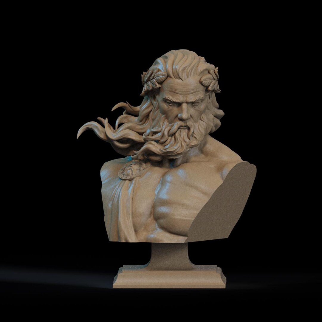 Zeus Bust 3D Printed | Greek Mythology | Gift for Gamer | Resin Figure ...
