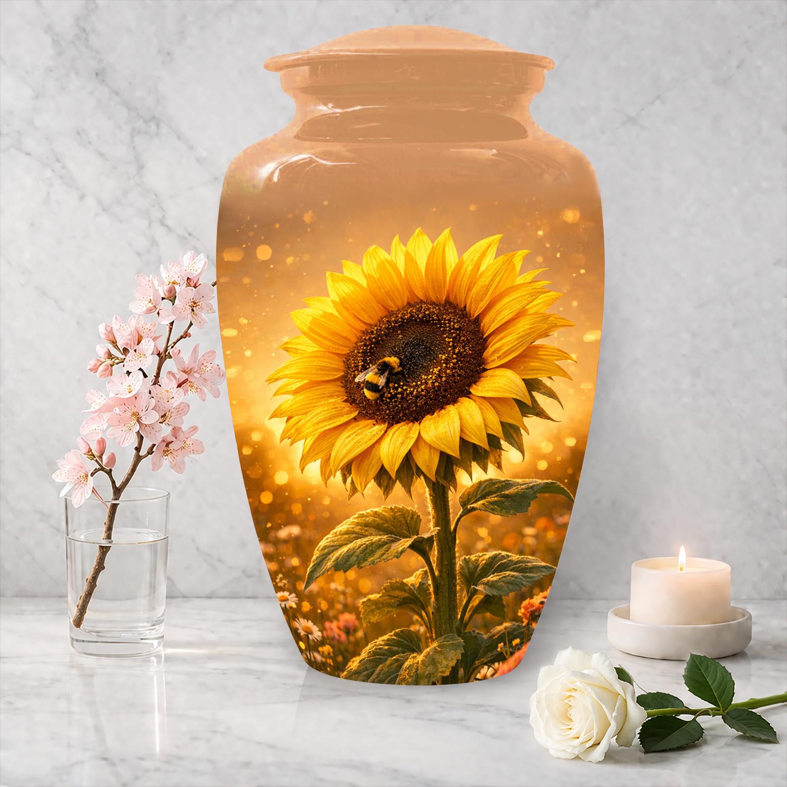 Sunflower Bee Memorial Urn for Ashes | Floral Cremation | Nature ...