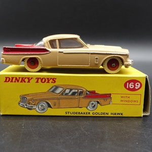 Vintage DINKY TOYS the No 169 Toy Car. Studebaker Golden Hawk Tan / Red ...