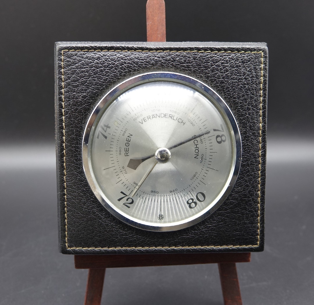 Vintage Barometer. Barometer in Black Leather for Wall Hanging From the ...