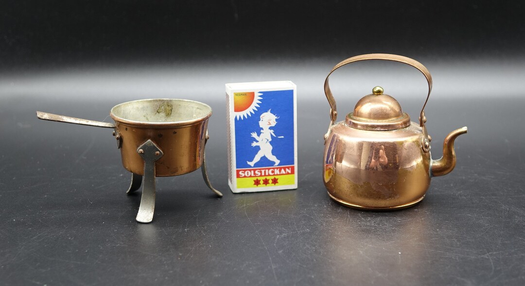 Set of 2 Vintage Copper Teapot / Coffeepot and Pot. Decorative Mini ...