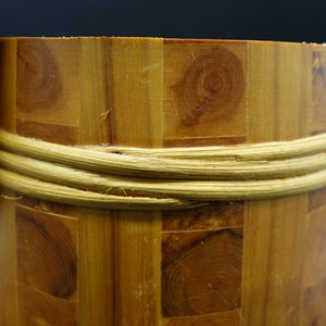 Vintage Large Segmented Wooden Beer Mug on a Wooden Coasters. Beautiful ...