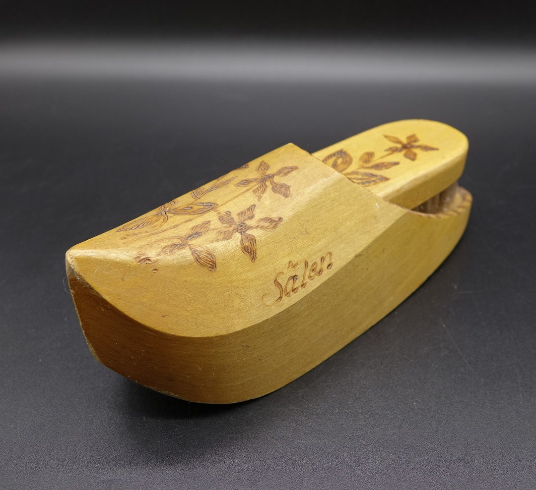 Vintage Shoe Clog With Brush Decorated With Floral Motifs A Souvenir of ...