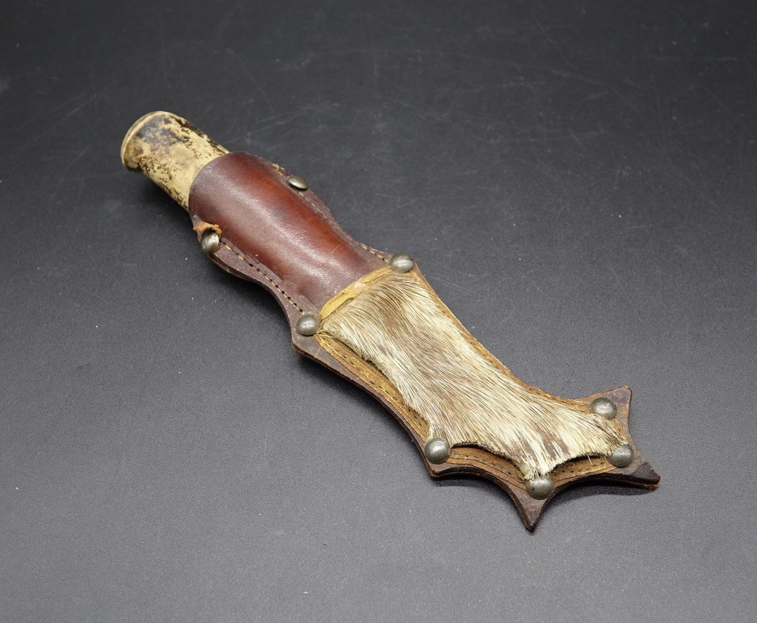 RARE Antique Sami Puukko Knife in Leather Sheath With Reindeer Fur Made ...