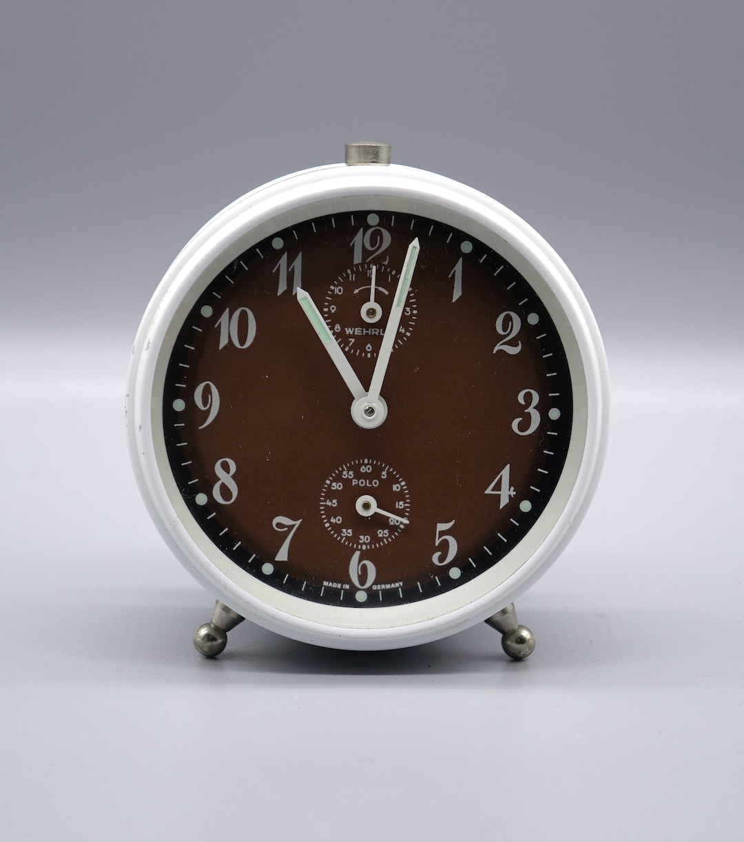 Vintage WEHRLE POLO Alarm Clock. White Working Mechanical Alarm Clock ...