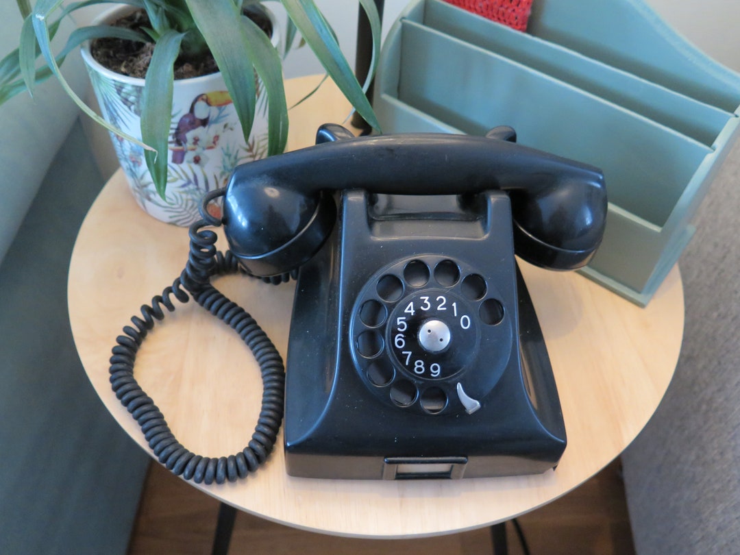 Swedish Rotary Button Vintage Phone by Ericsson Black and Classic Heavy ...