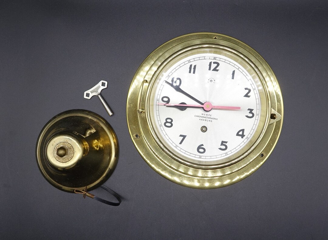 Set of Vintage WEMPE Chronomerwerke Hanburg Brass Ship Clock. Ship ...