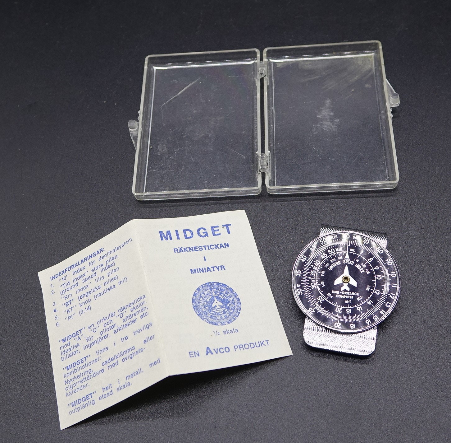 Set of Vintage UTO Pocket Slide Rule, AVCO Abacus Banknote/paper Clip ...