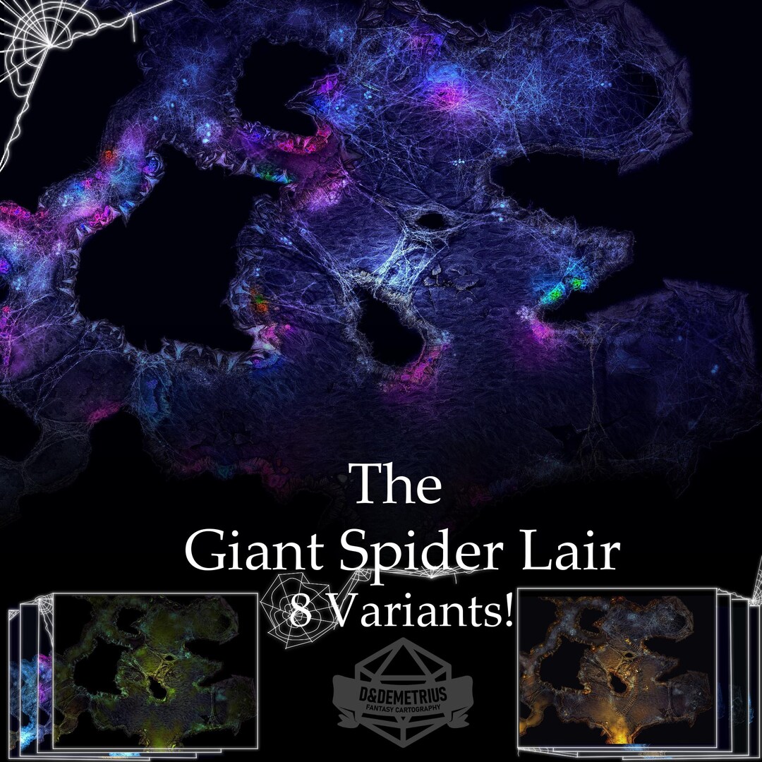 Giant Spider Lair Battlemap: D&D TTRPG, 8 Variants (gridded) - Etsy