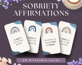 48 Addiction Recovery Affirmation Cards, INSTANT DOWNLOAD, Sobriety ...