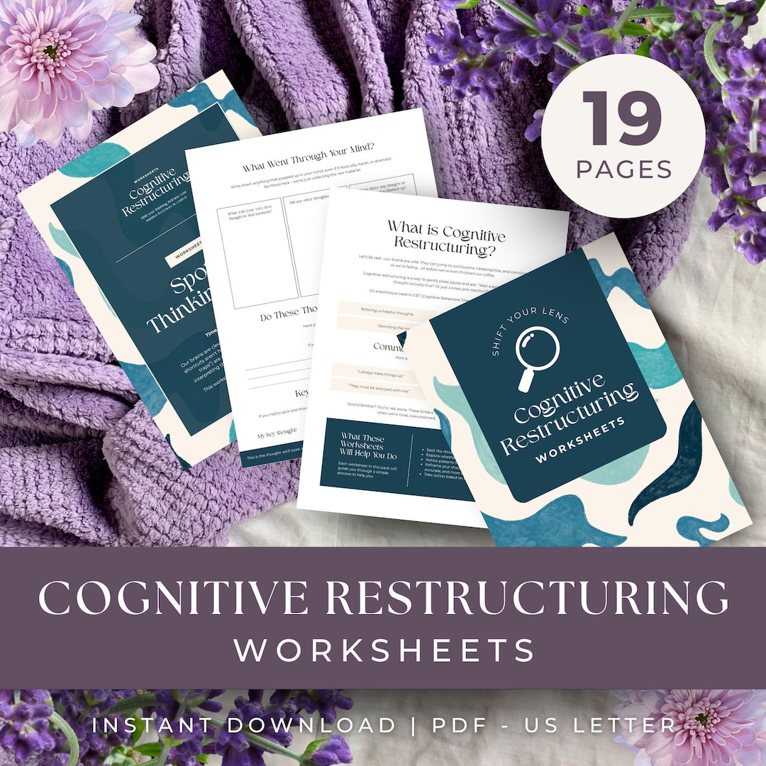 Cognitive Restructuring Worksheet, INSTANT DOWNLOAD, CBT Therapy Tools ...