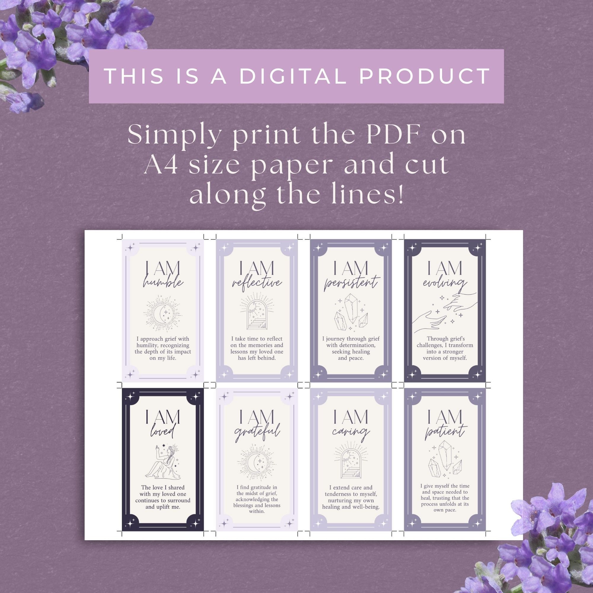 40 Grief Affirmation Cards, INSTANT DOWNLOAD, 2x3.5", Grief and Loss ...