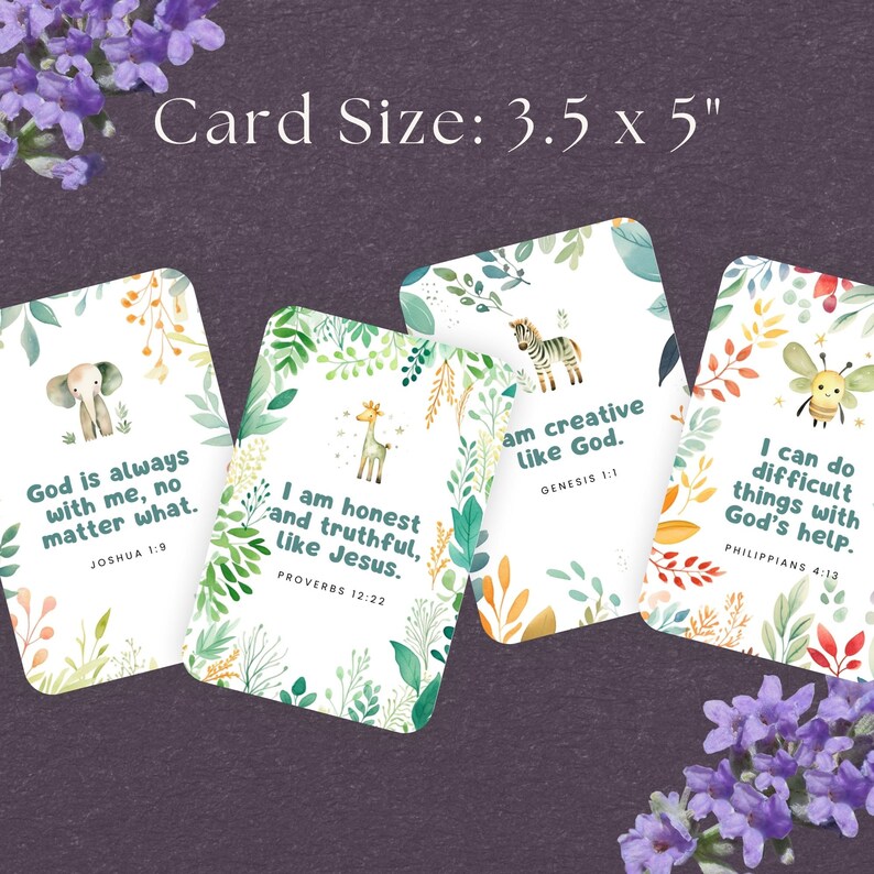 48 Christian Affirmation Cards for Children, INSTANT DOWNLOAD, Kids ...