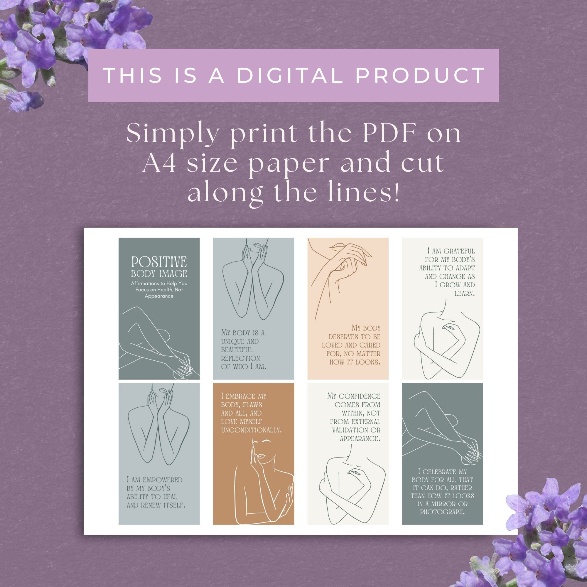Body Image Affirmation Cards, INSTANT DOWNLOAD, Body Positivity ...