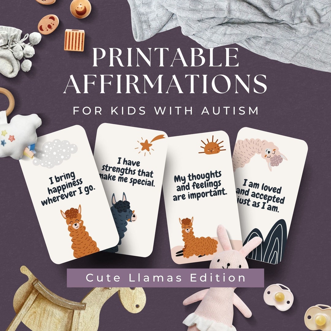 Affirmation Cards for Kids With Autism, INSTANT DOWNLOAD, Encouragement ...