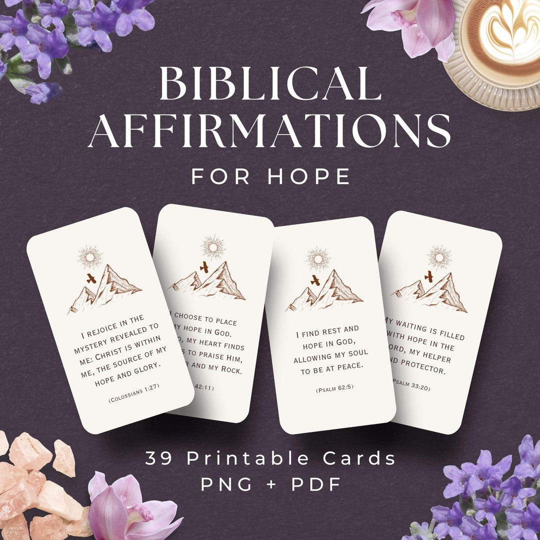 39 Biblical Affirmation Cards for Hope, INSTANT DOWNLOAD, Bible Verse ...