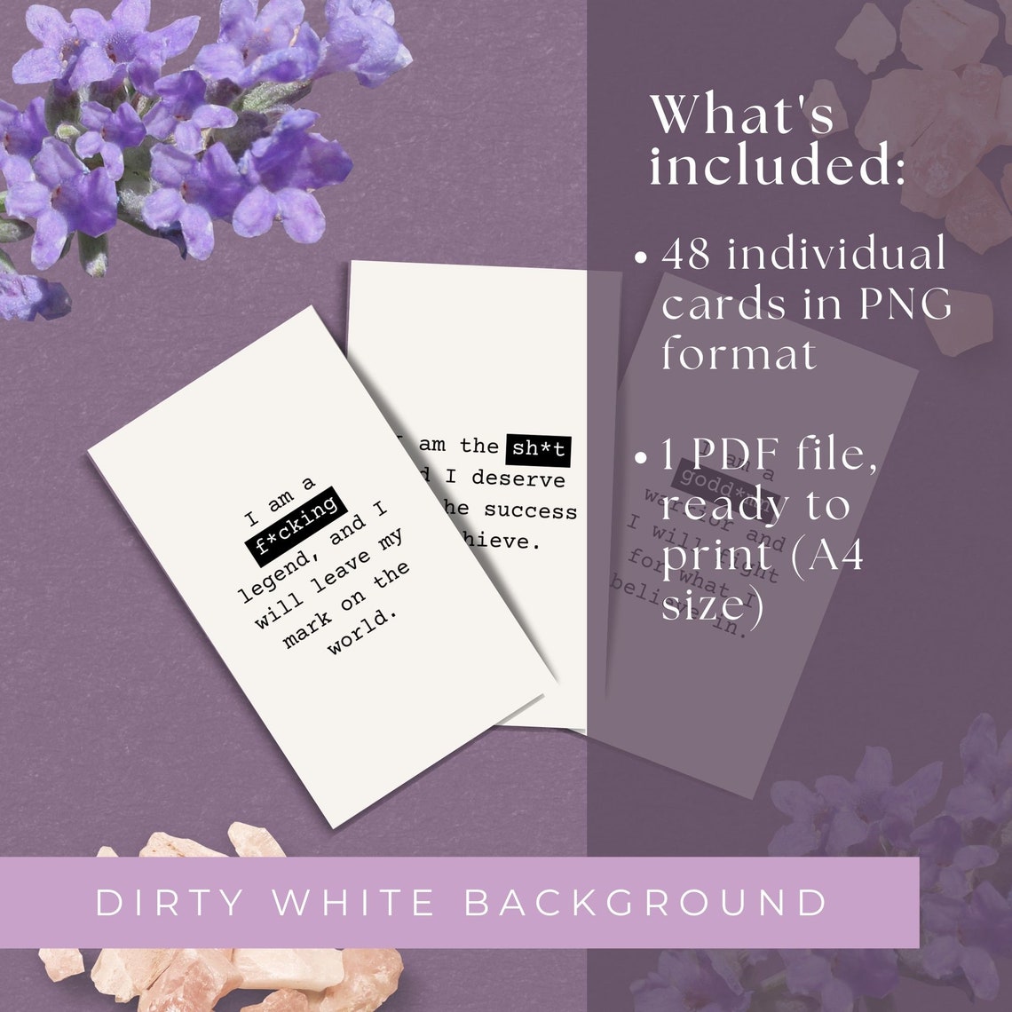48 Sweary Affirmation Cards for Women, INSTANT DOWNLOAD, Rude Cards ...
