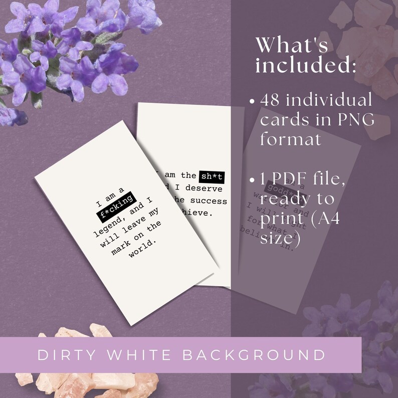 48 Sweary Affirmation Cards for Women, INSTANT DOWNLOAD, Rude Cards ...