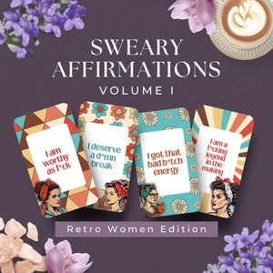 48 Sweary Affirmation Cards for Women, INSTANT DOWNLOAD, Rude Cards ...