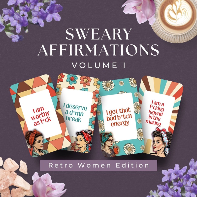 48 Sweary Affirmation Cards for Women, INSTANT DOWNLOAD, Rude Cards ...