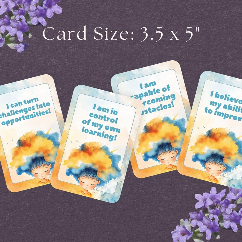 35 Growth Mindset Cards for Kids, INSTANT DOWNLOAD, Affirmation Cards ...