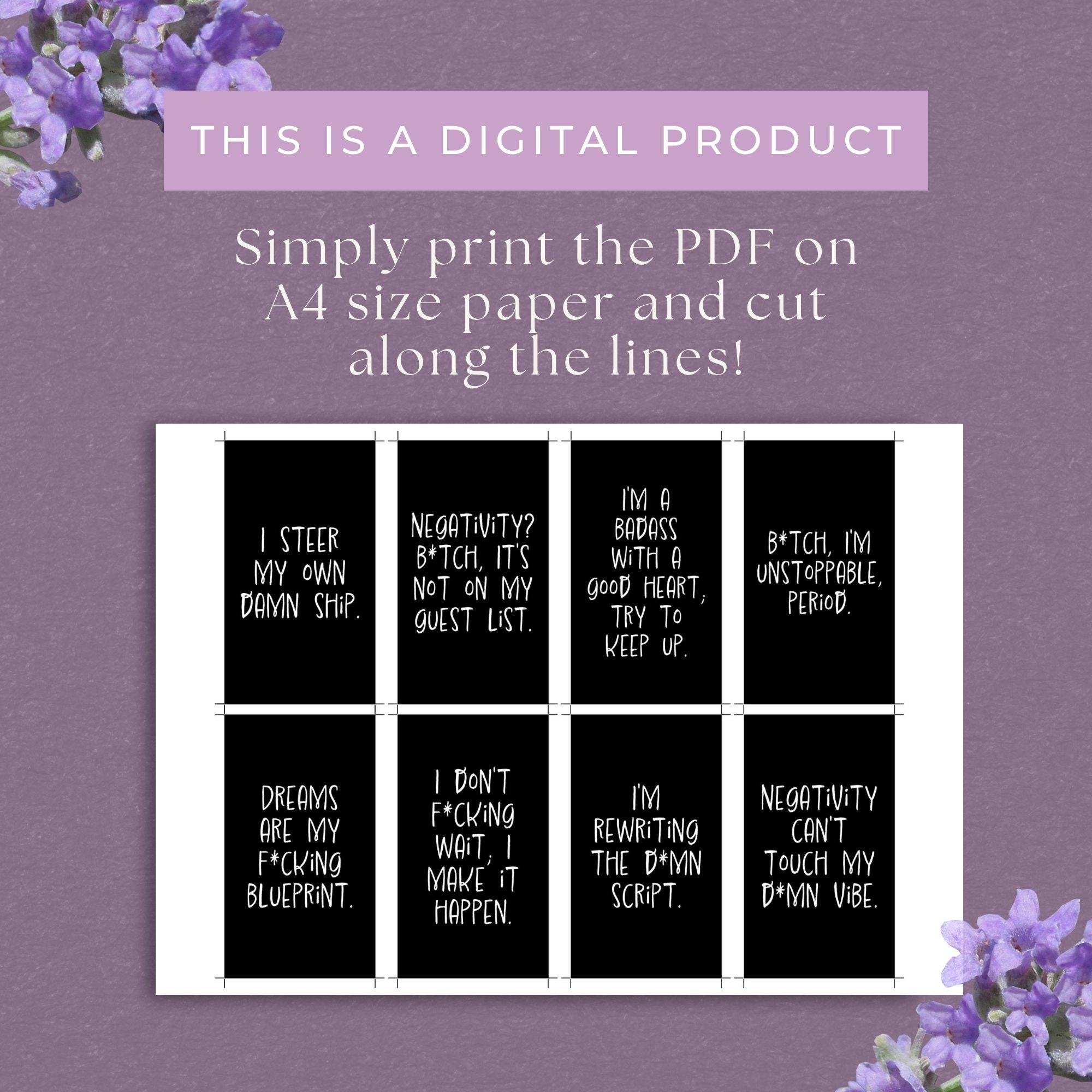 48 Sweary Affirmation Cards INSTANT DOWNLOAD Rude Cards - Etsy Australia