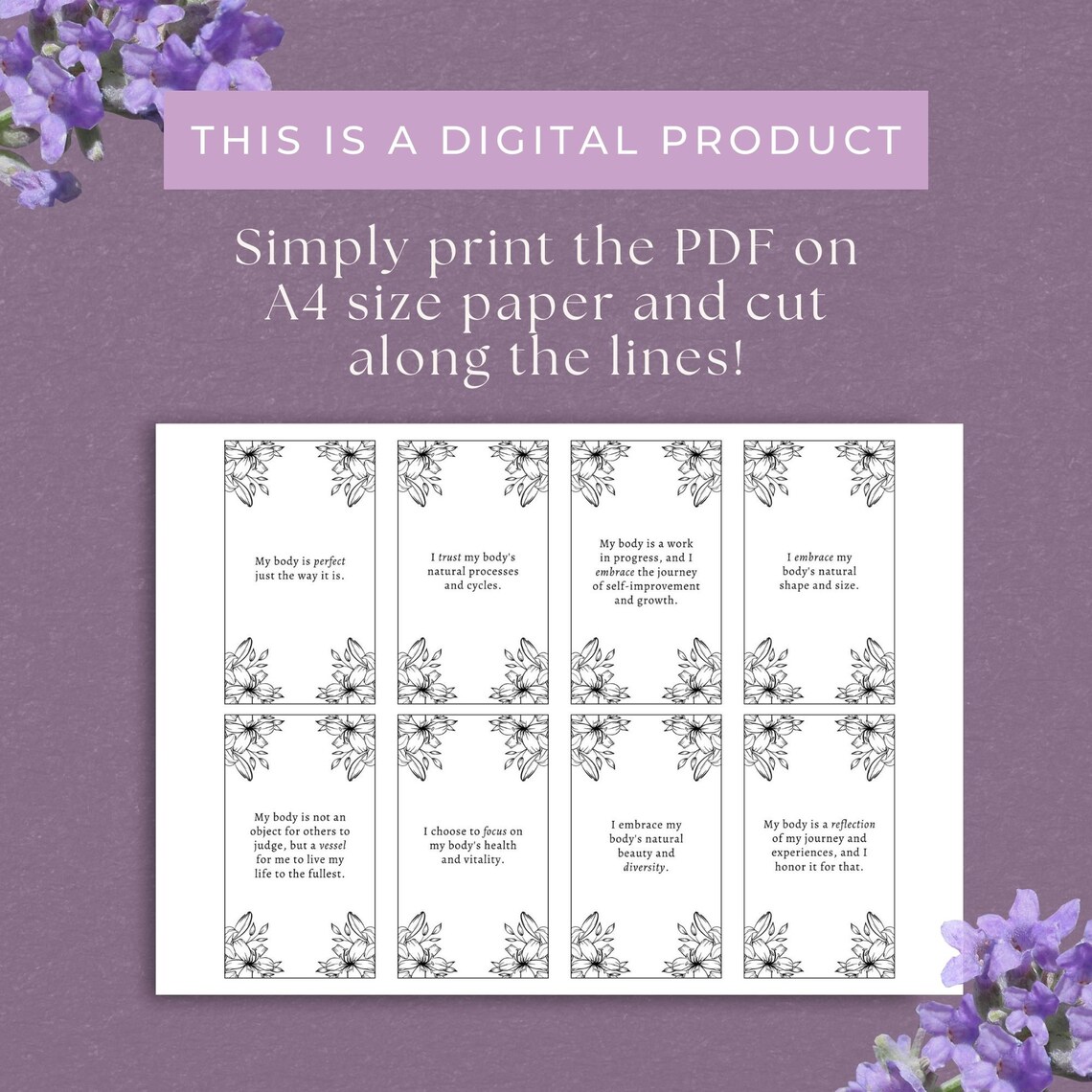 48 Body Image Affirmations, INSTANT DOWNLOAD, Positive Affirmation ...