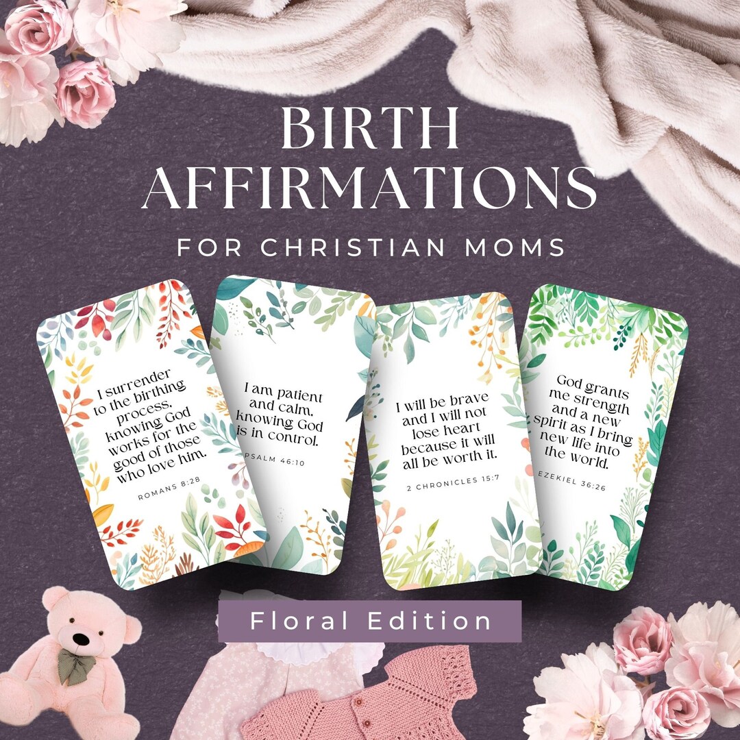 40 Birth Affirmation Cards for Christian Moms, INSTANT DOWNLOAD, Bible ...