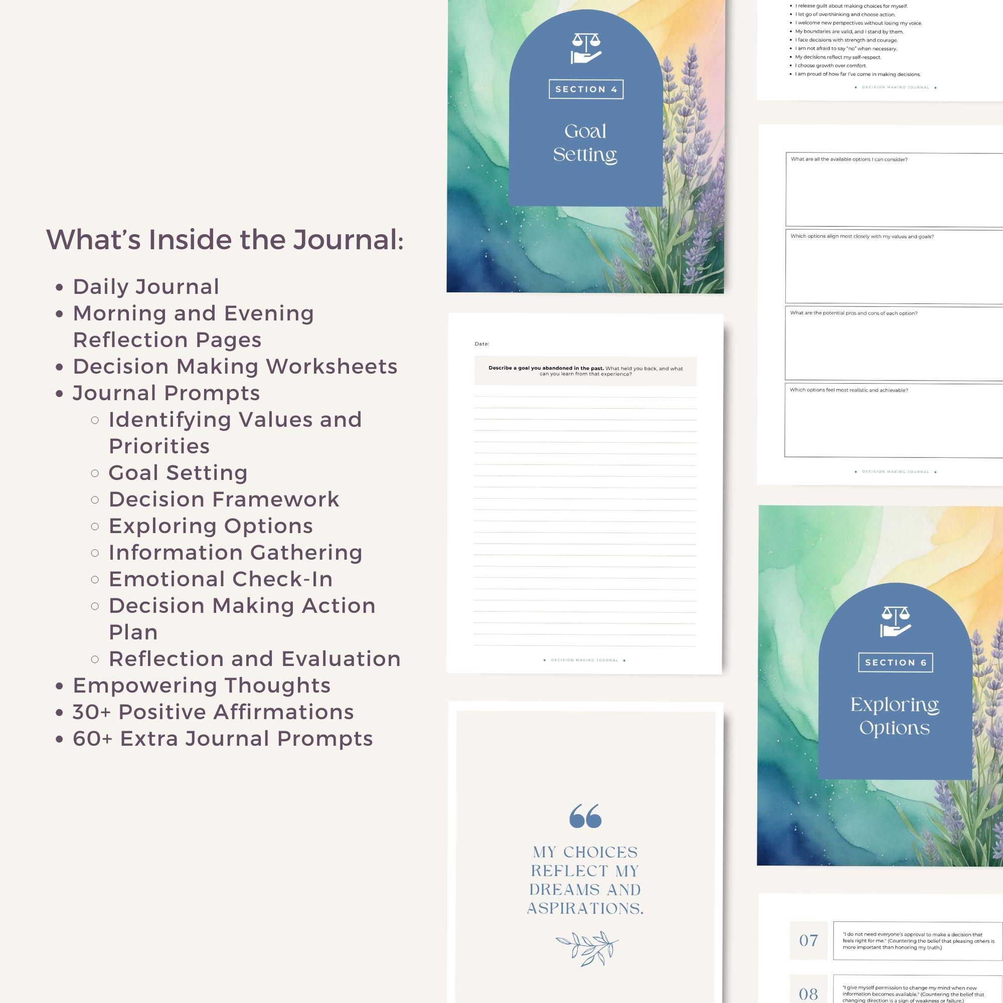 Decision Making Journal, INSTANT DOWNLOAD, Decision Making Worksheets ...